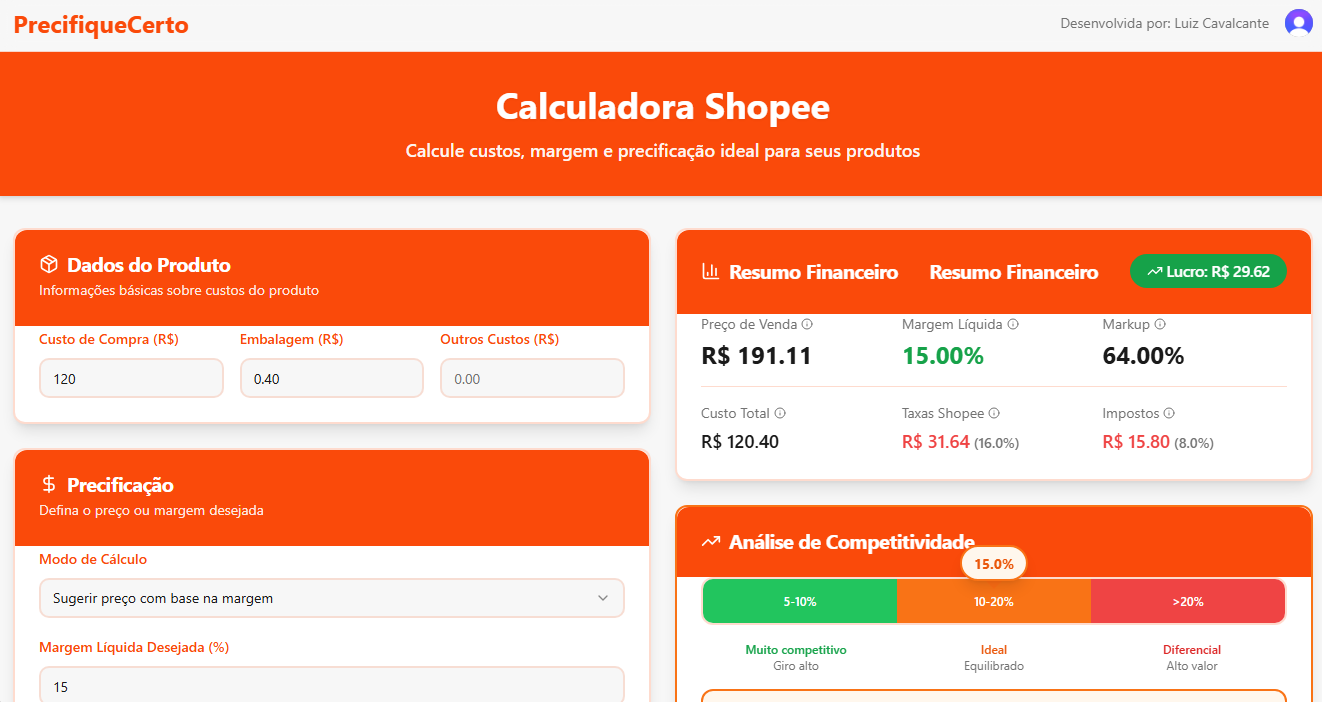 Calculadora Shopee - Precificação Profissional para Vendedores